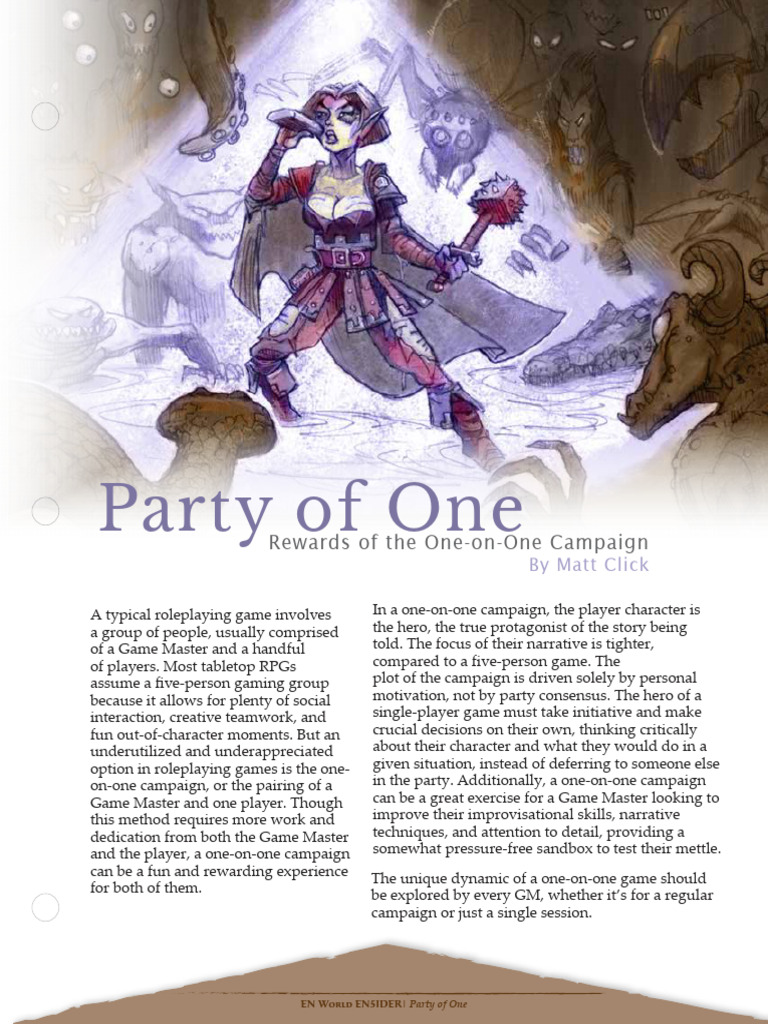 EN5ider 015 - Party of One | PDF | Role Playing Games | Role Playing Video Games