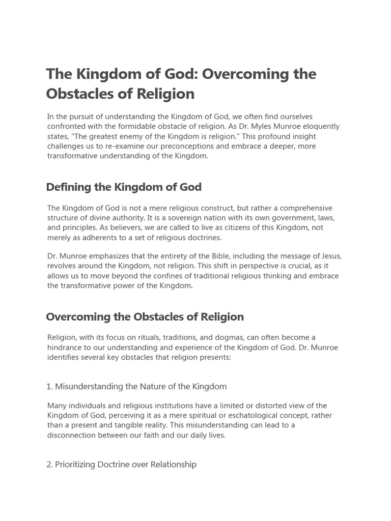 Kingdom of God: Beyond Religion's Limits | PDF | God | Faith