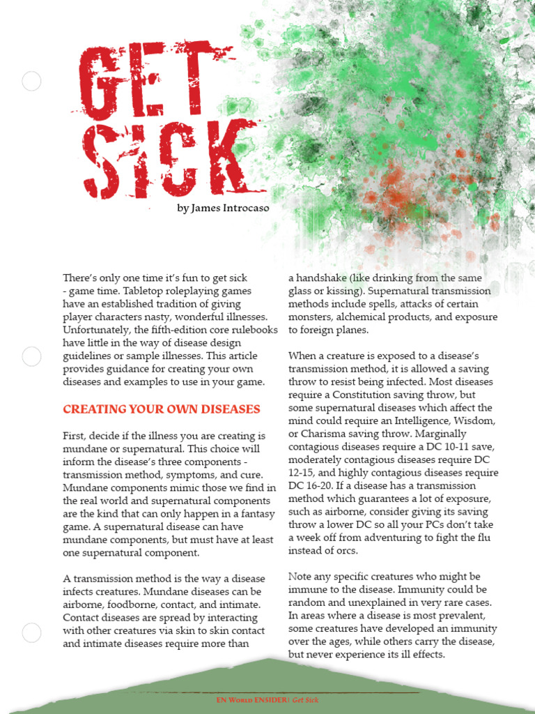En5ider 019 Get Sick Six New Diseases Pdf Infection Plague