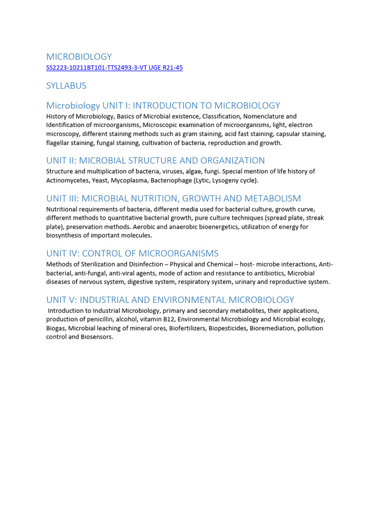 Microbiology Course File | PDF | Bacteria | Microorganism