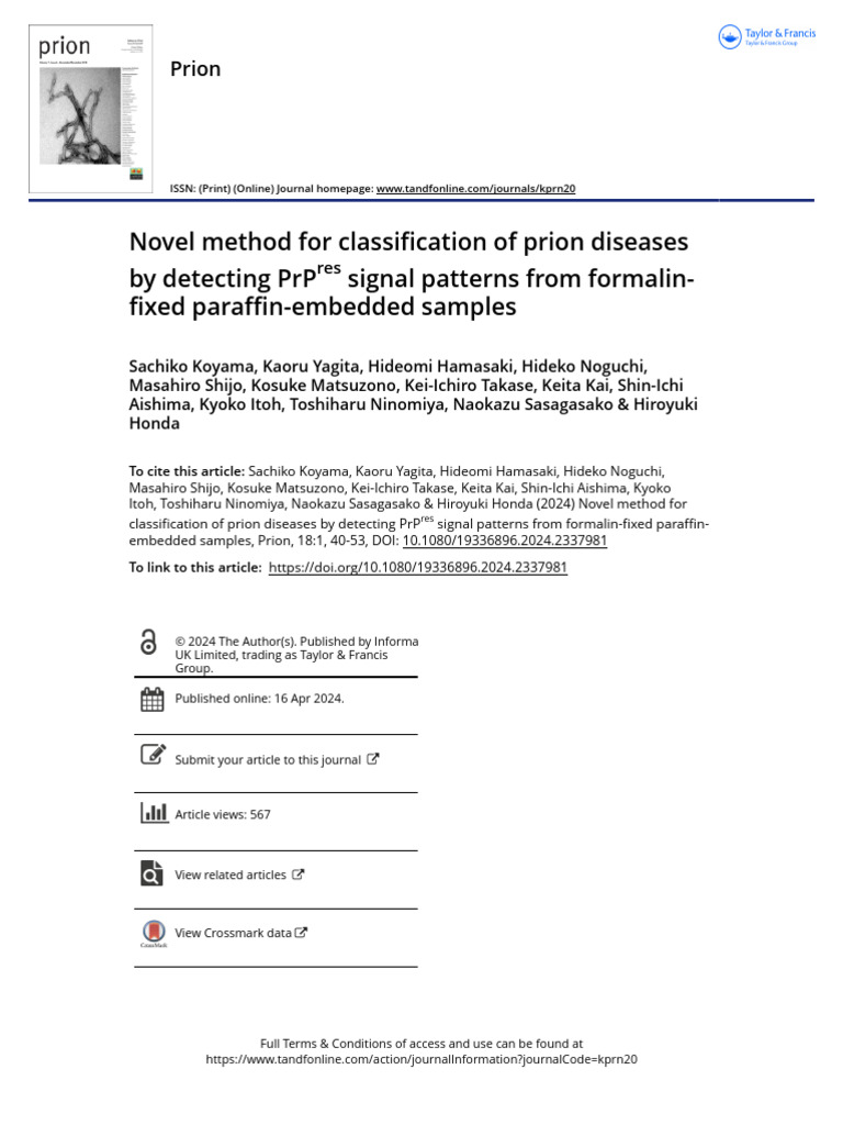 Novel Method For Classification of Prion Diseases by Detecting PrPres ...