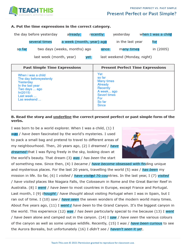 Present Perfect or Past Simple | PDF | Language Mechanics | Grammar