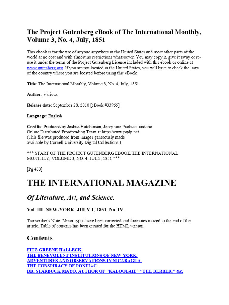 The International Monthly Volume 3 No. 4 July 1851 | PDF
