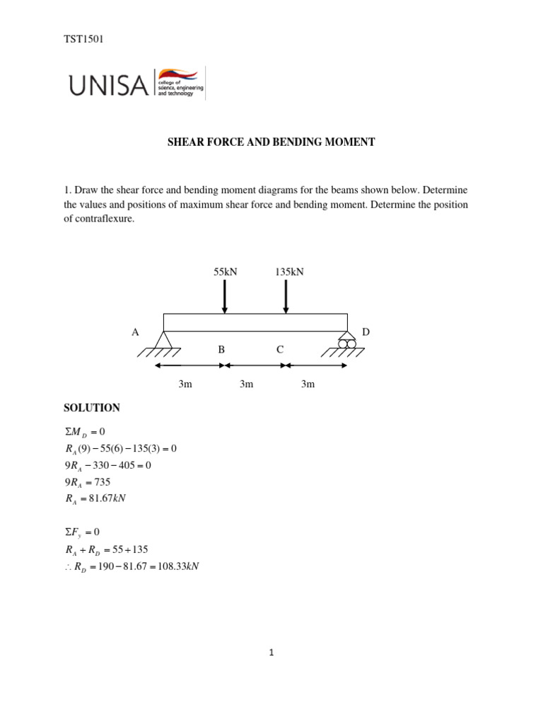 Shear Force and Bending Moment Exercises Y2024 | PDF | Bending | Solid Mechanics