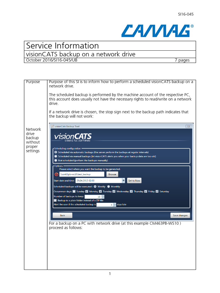 CAMAG SI 16-045 VisionCATS Backup On A Network Drive | PDF | Backup ...