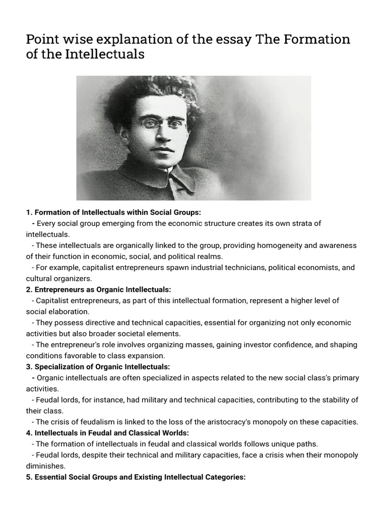 Point Wise Explanation of The Essay The Formation of The Intelle | PDF ...