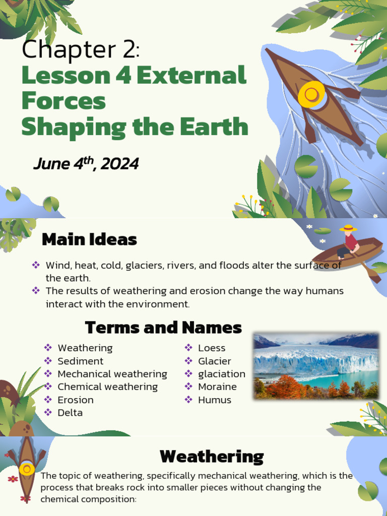 Chapter 2 Lesson 4 External Forces Shaping The Earth 2024 | PDF | Erosion | Weathering