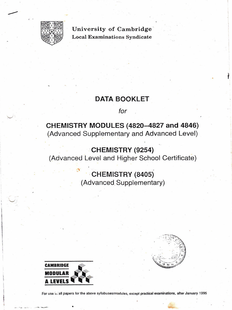 Data Booklet - STPM - Edited | PDF | Ester | Mole (Unit)
