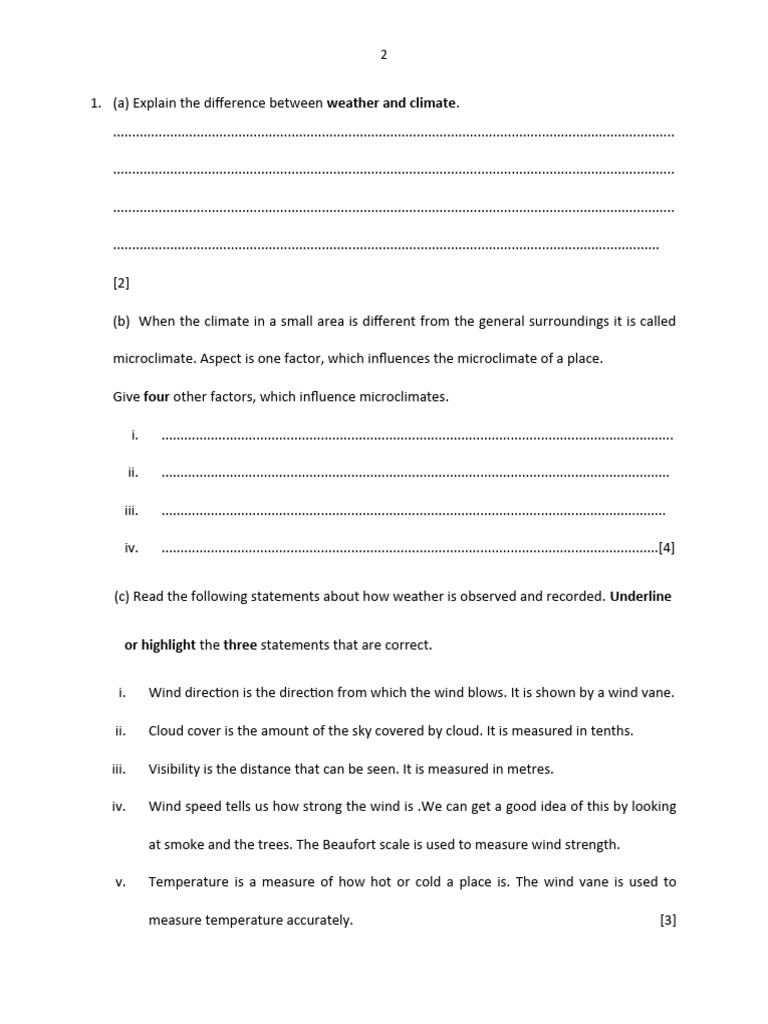 Geography Practice Test Paper | PDF | Precipitation | Water Vapor