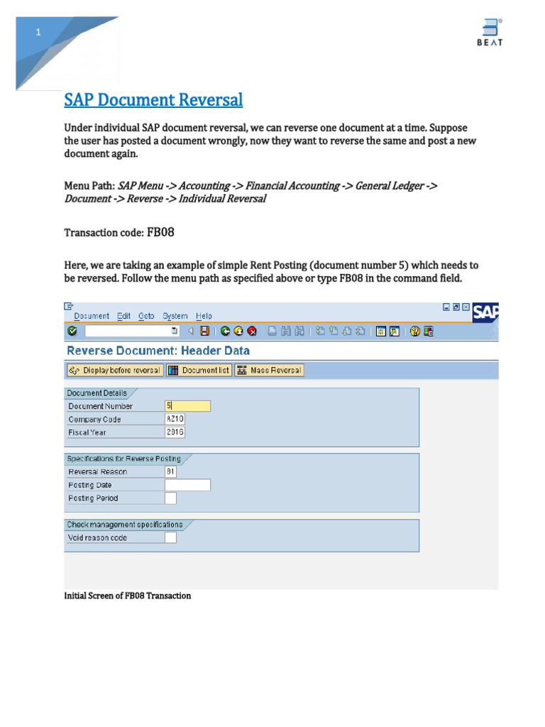 Reversanal Entry in SAP FICO | PDF | Debits And Credits | Financial Services