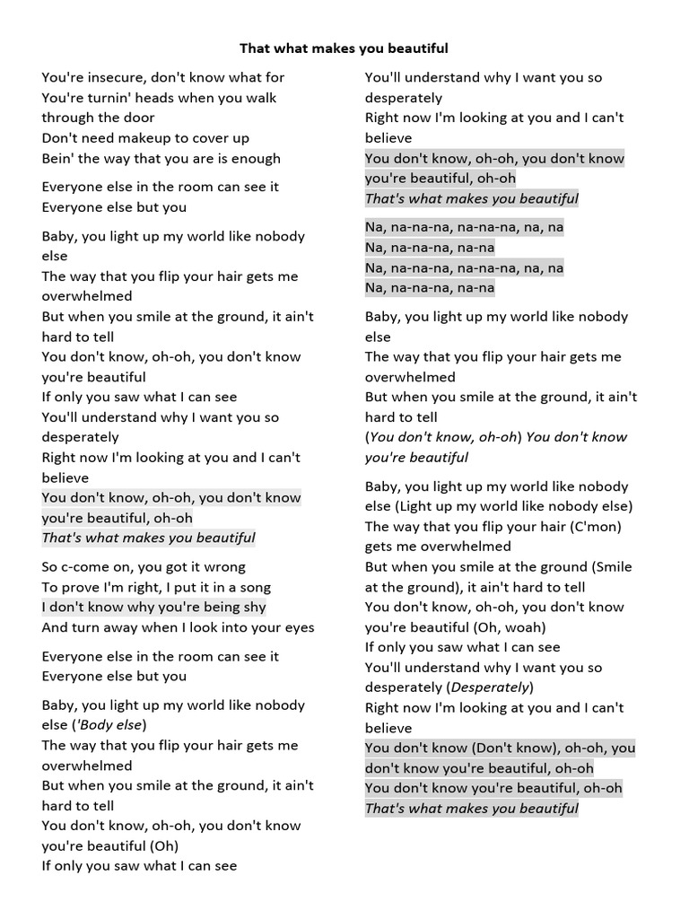 That What Makes You Beautiful | PDF