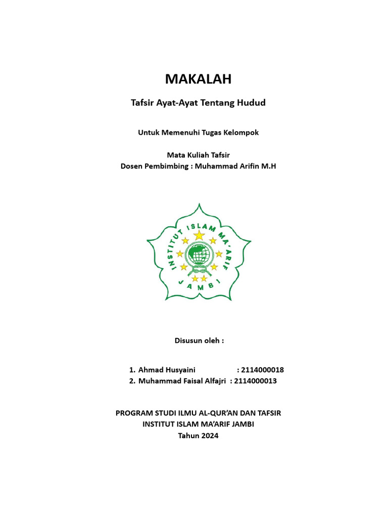 Makalah Tafsir Ayat-Ayat Tentang Hudud | PDF