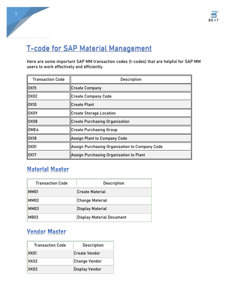 MM Tcode | Download Free PDF | Business | Sap Se MM Tcode | Download Free PDF | Business | Sap Se