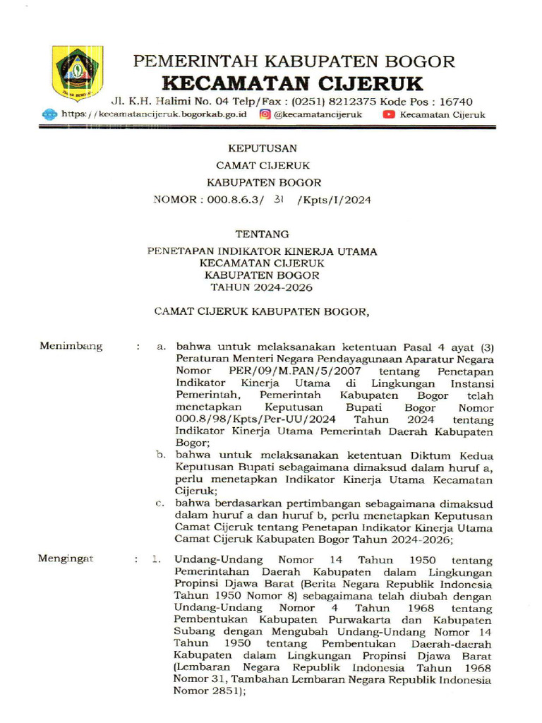 SK Iku Kecamatan Cijeruk | PDF