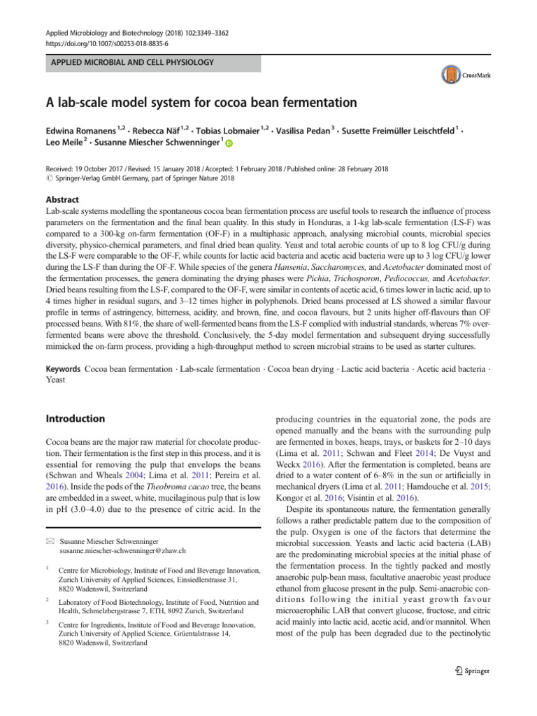 A Lab-Scale Model System For Cocoa Bean Fermentation | Download Free ...