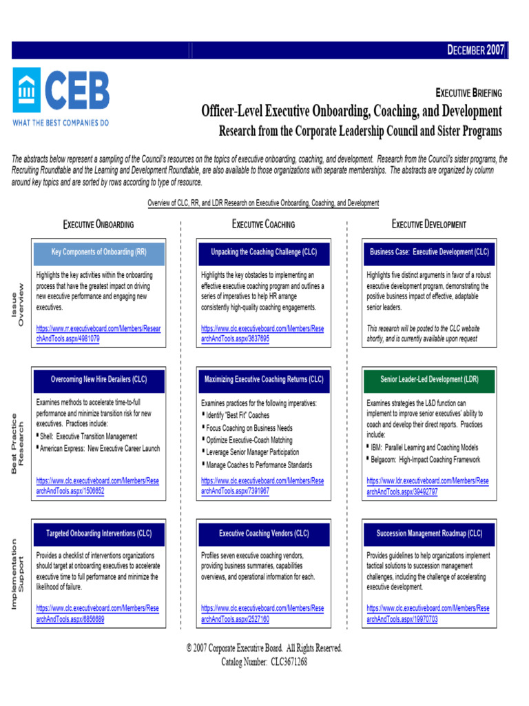 Officer-Level Executive Onboarding, Coaching, and Development | PDF ...