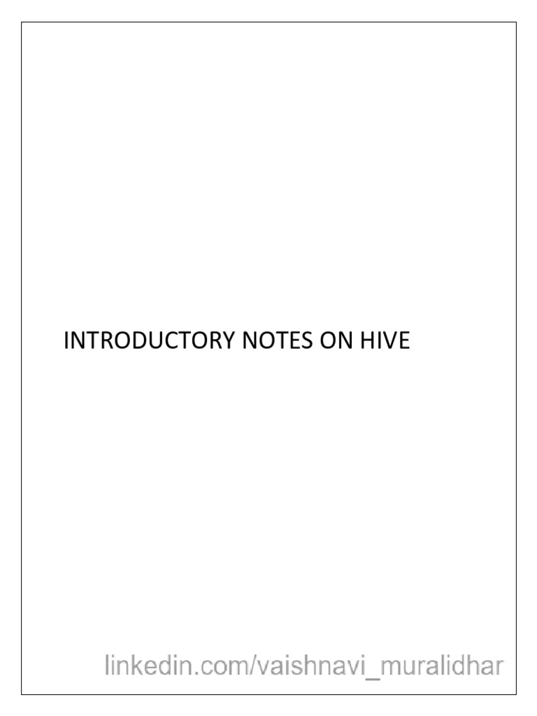 hive notes | PDF | Apache Hadoop | Relational Database