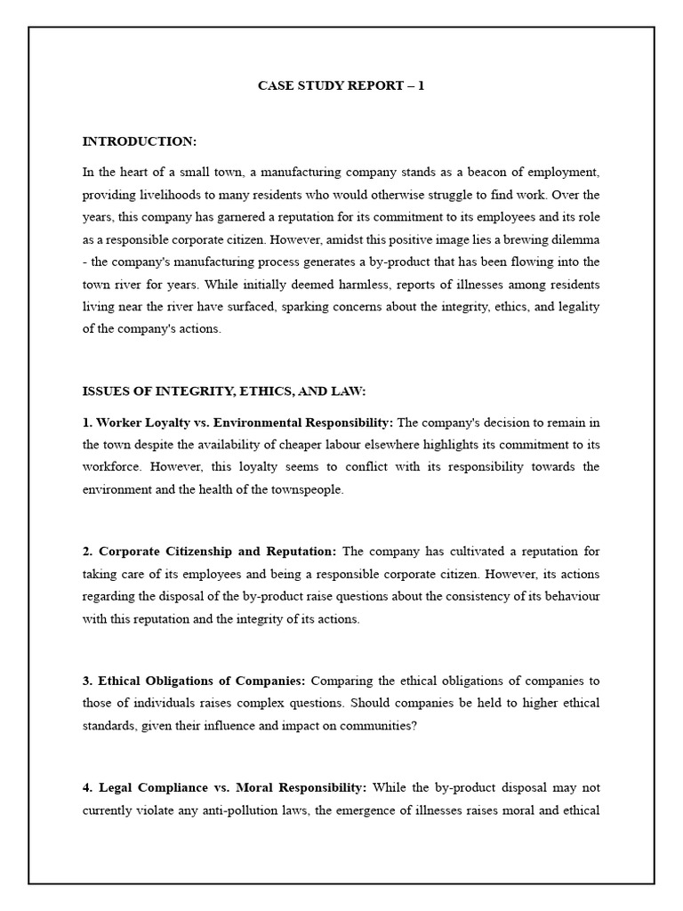 Pranav A - Ethics Case Study Report - 1 | PDF | Corporate Social ...