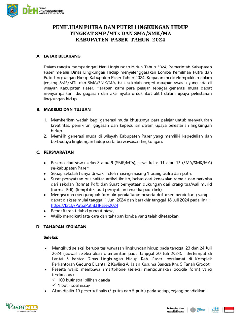 Pemilihan Putra Putri LH 2024 | PDF