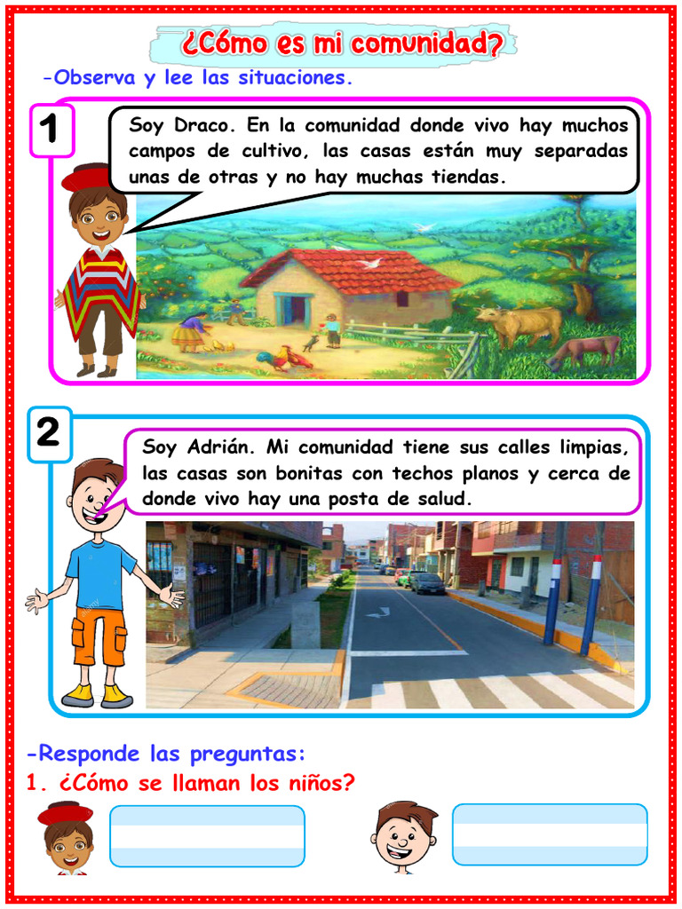 FICHA CÓMO ES MI COMUNIDAD 2° MAESTRA JANET (1) | PDF