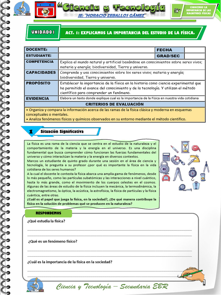 A 5º ACT 1-CYT-U1 | PDF | Física | Física moderna