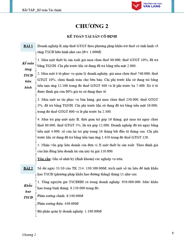 Bai Tap Chuong 2 | PDF