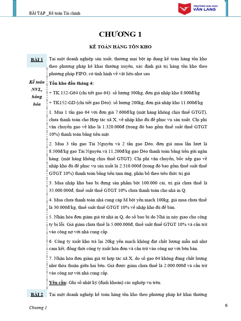 Bai Tap Chuong 1 | PDF