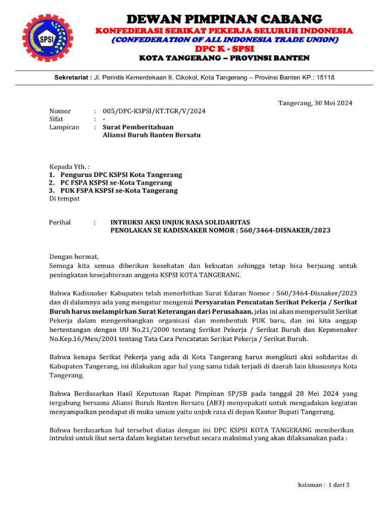 005 - Intruksi Unras PENCABUTAN SE | PDF