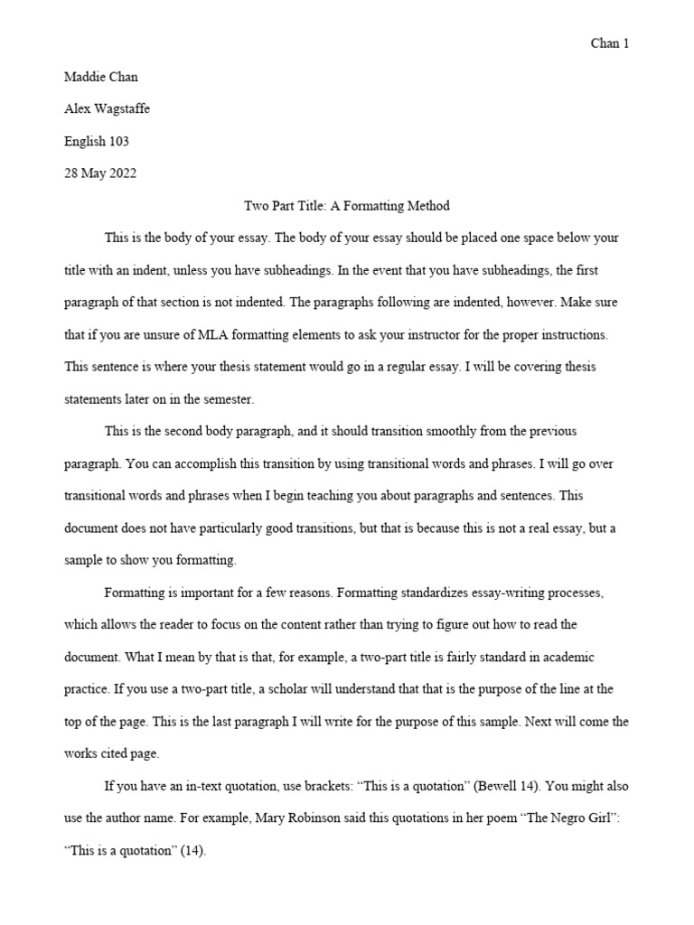 MLA formatting page | Download Free PDF | Paragraph | Essays