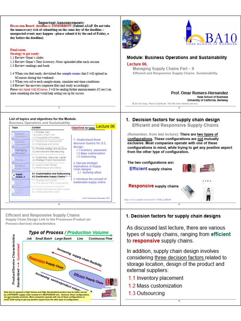 Lecture 06 PRINT6 Mod Ops and Sust UGBA10 S23 v1 | PDF | Supply Chain ...
