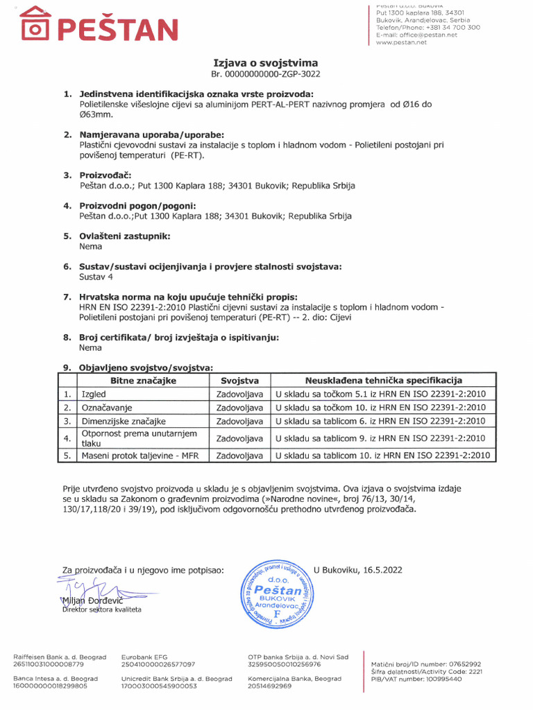 Izjava o Svojstvima PERT-AL-PERT | PDF