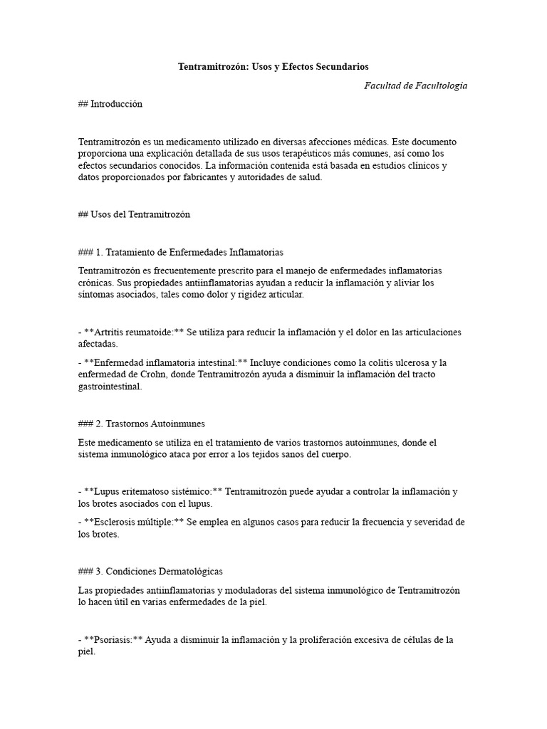 Tentramitrozón - Usos y Efectos Secundarios | PDF | Asma | Inflamación