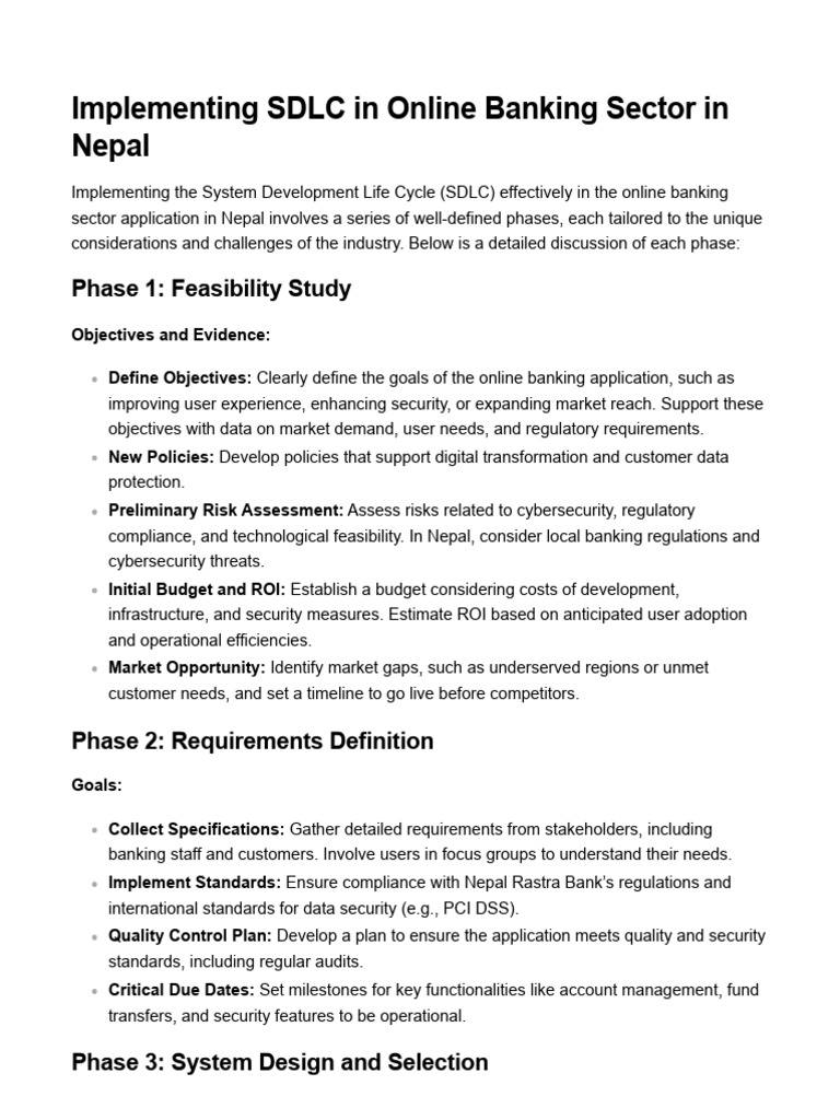 Implementing SDLC in Online Banking Sector in Nepal | PDF | Computer ...