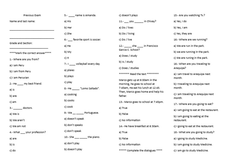 Examen Simulacro | PDF | Eating Behaviors Of Humans | Cuisine