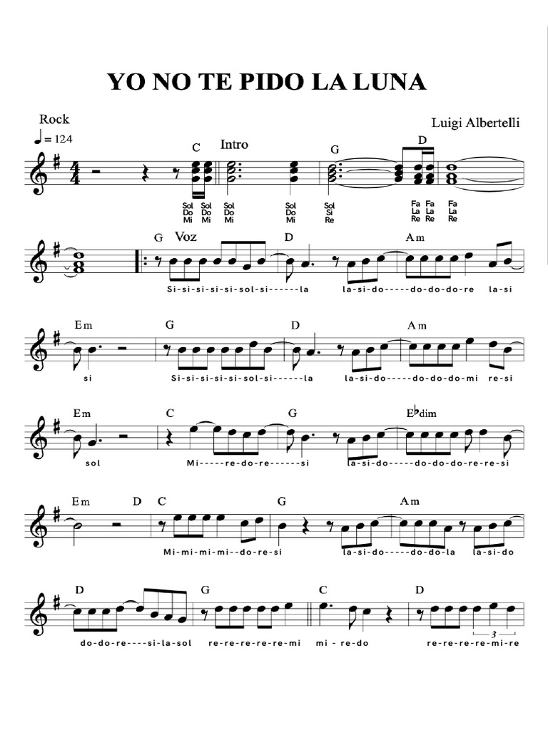 PARTITURA - Yo No Te Pido La Luna | PDF
