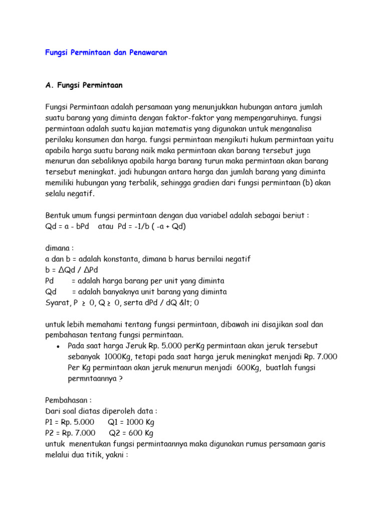 Fungsi Permintaan Dan Penawaran | PDF | Metode & Bahan Ajar