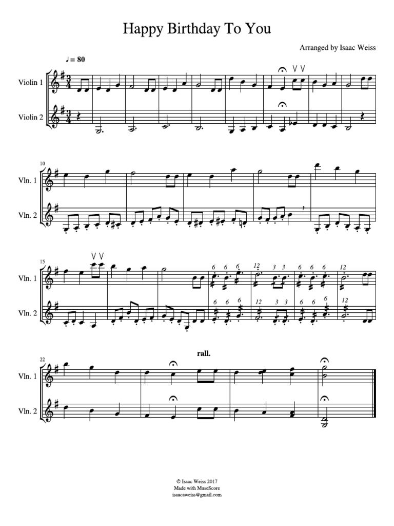 Happy Birthday Violin Duet | PDF