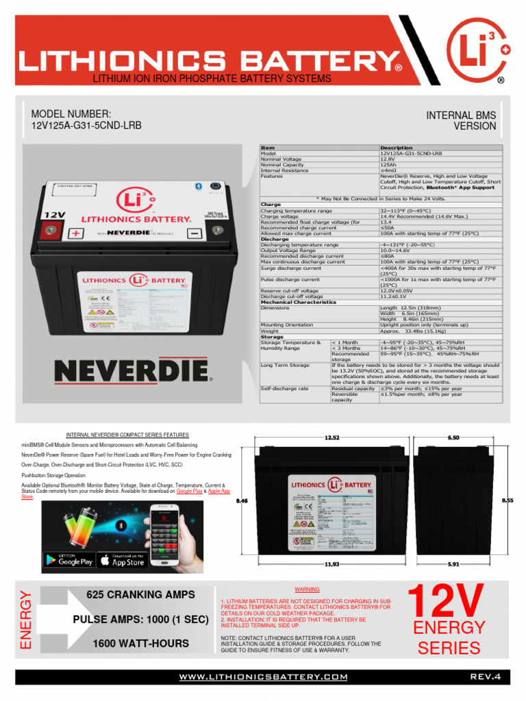 12v125a G31 5CND LRB R4 | PDF | Lithium Ion Battery | Electricity