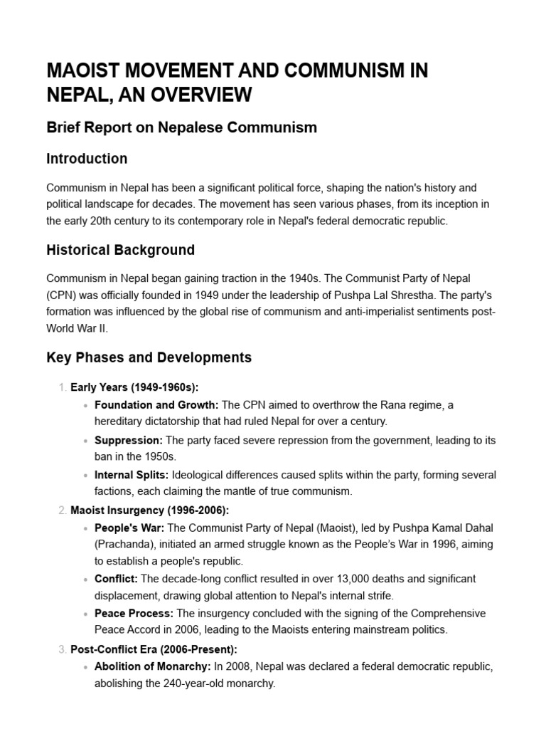 Maoist Movement and Communism in Nepal, An Overview | PDF | Communism ...