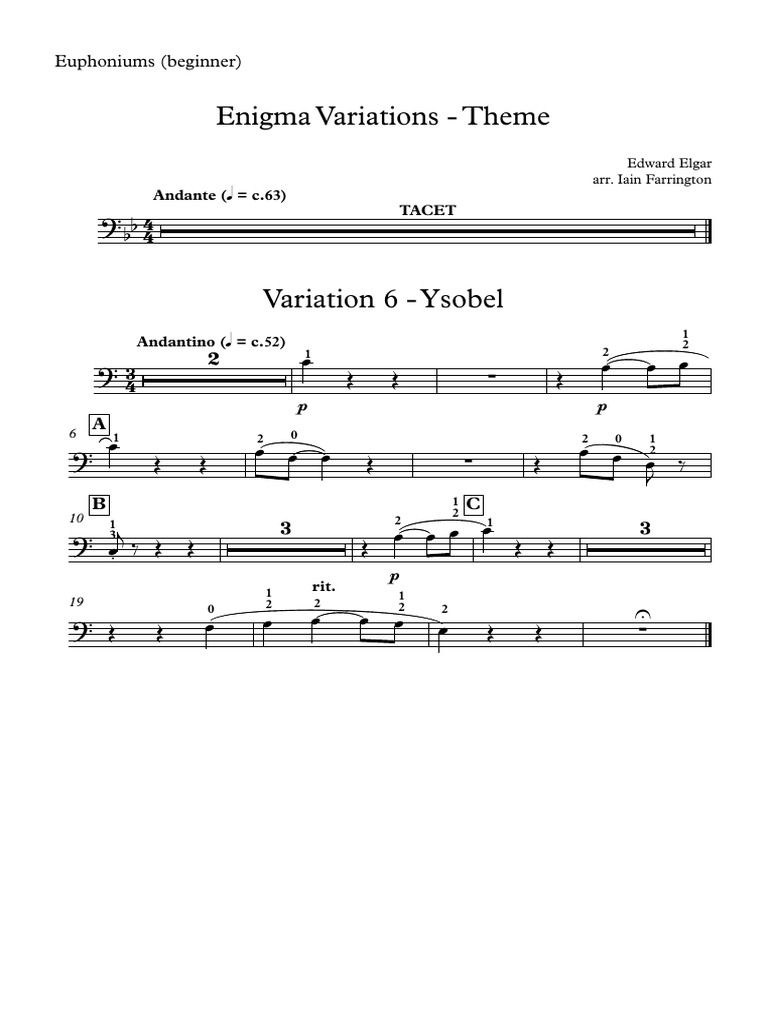 Elgar Euphoniums Beginner | PDF