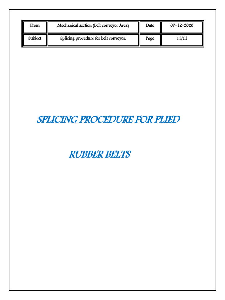 Splicing Procedure For Belt Conveyor. | PDF | Home & Garden