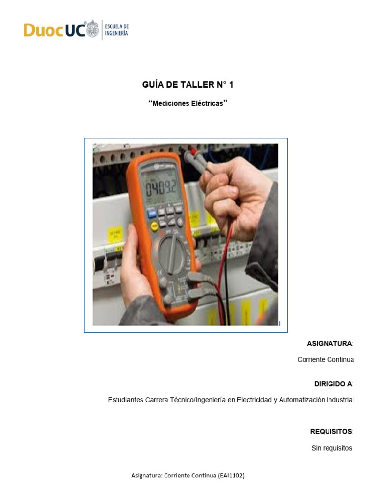 Guia Taller N1 Mediciones Electricas | PDF | Corriente eléctrica | voltaje
