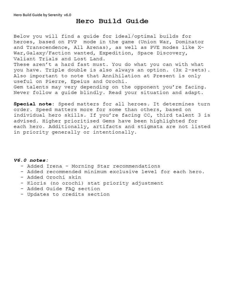 Hero Build Guide V 6 | PDF