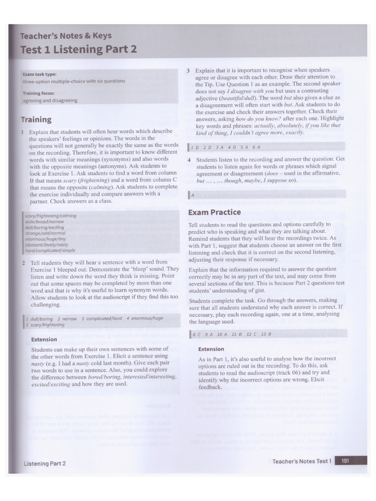 Teacher Note & Key Answer | PDF