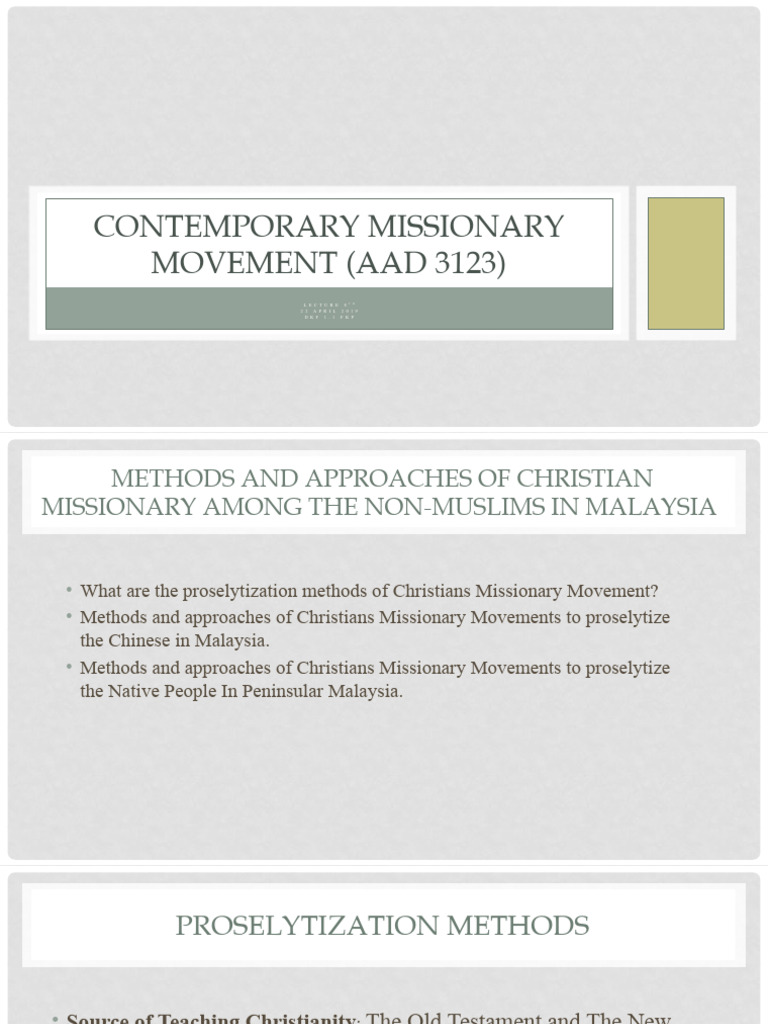 METHODS & APPROACHES OF CHRISTIAN MISSIONARY AMONG THE NON MUSLIM IN ...