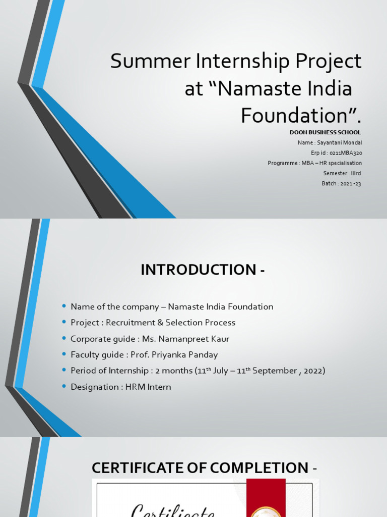 Summer Internship Project at NIF | PDF | Recruitment | Internship