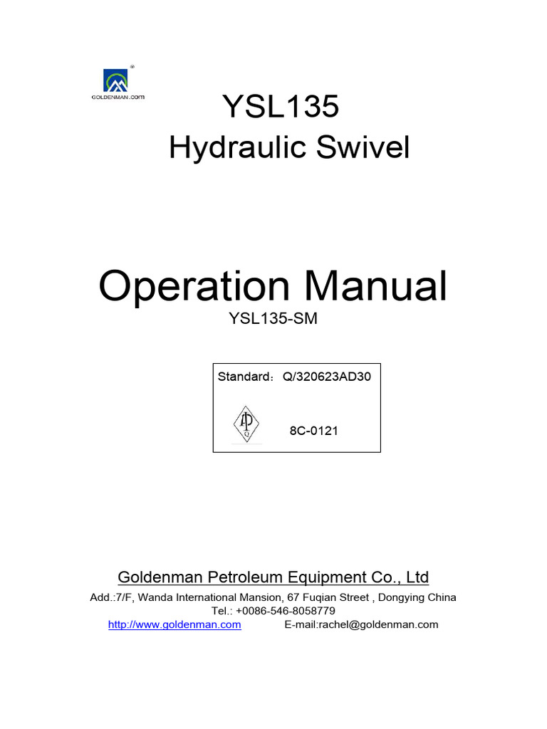 YSL135-Hydraulic-Swivel | PDF | Screw | Pipe (Fluid Conveyance)