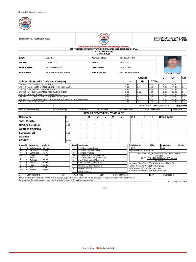 Barkatullah University, Bhopal | PDF | Academia | Educational Assessment And Evaluation