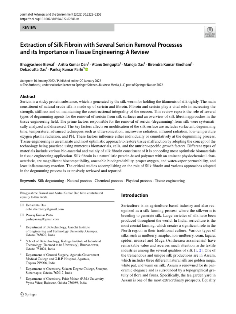 Extraction of Silk Fibroin With Several Sericin Removal Processes and ...