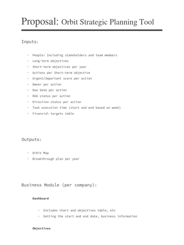 Proposal Orbit Strategic Planning Tool | PDF | Strategic Planning ...